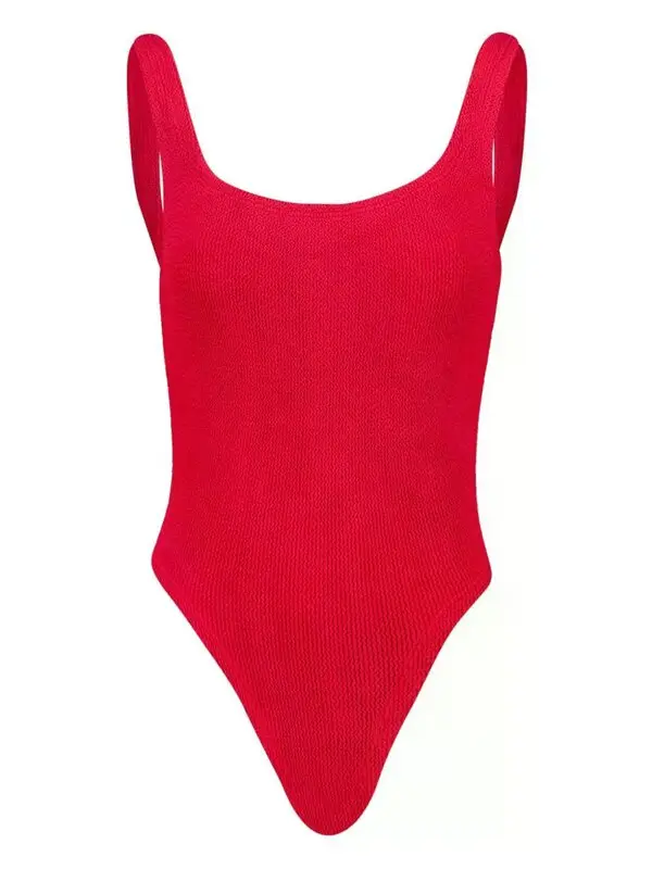 Hunza G Square-neck Ribbed One-piece Swimsuit - Red