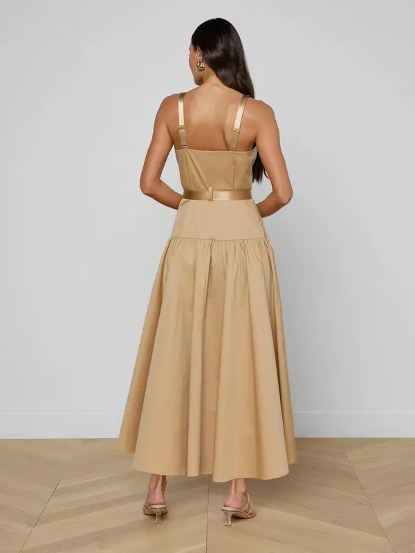 L'Agence Rima Maxi Dress - Macadamia Brown