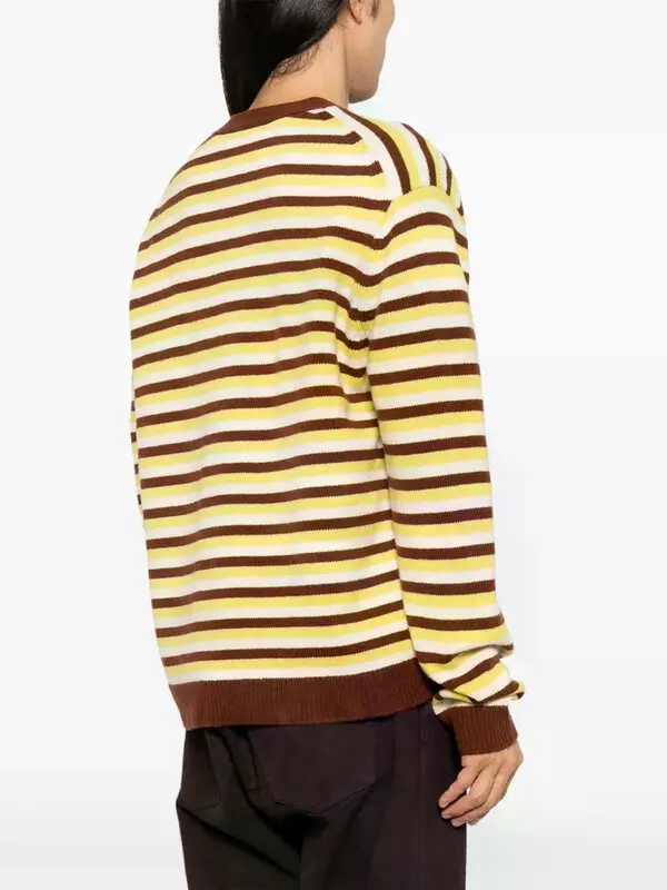 Maison Kitsuné Fox Head Intarsia Striped Cardigan