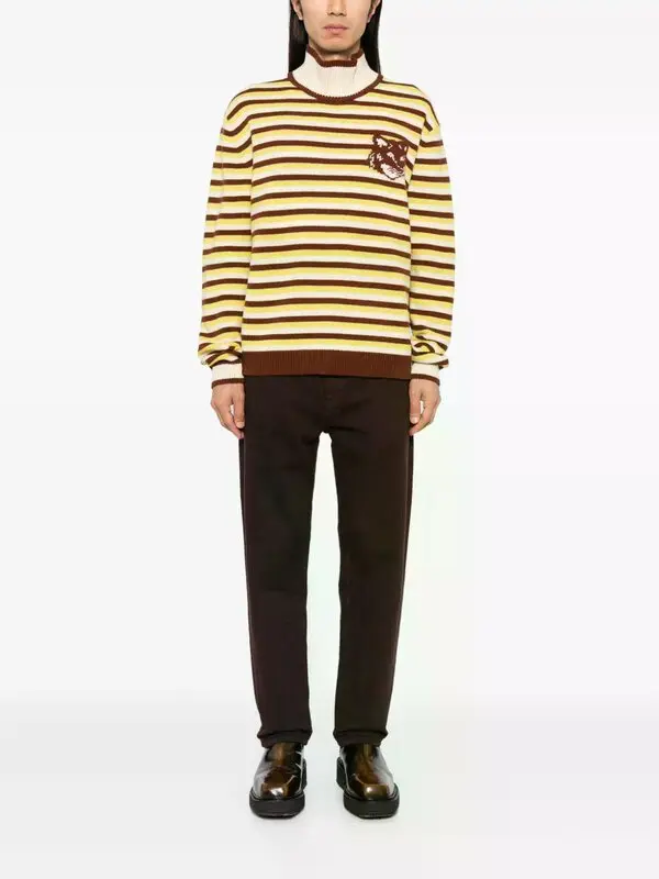 Maison Kitsuné Fox Head Intarsia Striped Jumper