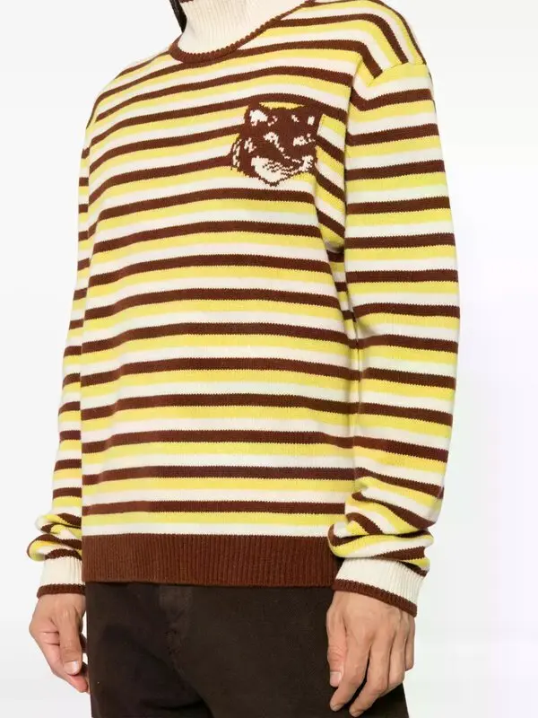 Maison Kitsuné Fox Head Intarsia Striped Jumper