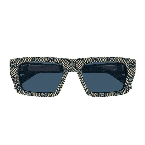 Gucci Linea Institutional Logo Rectangular Sunglasses - Beige