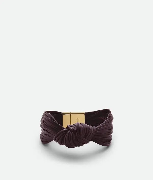 Bottega Veneta Knot Leather Bracelet - Dark Barolo
