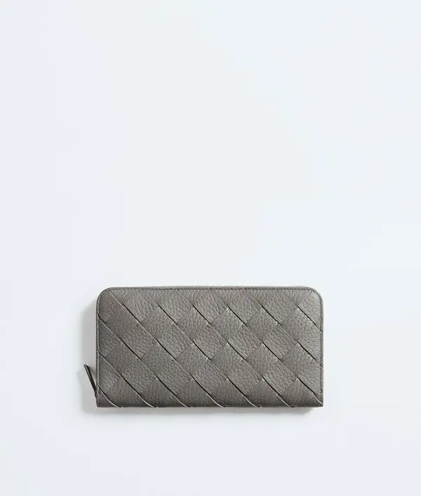 Bottega Veneta Intrecciato Zip Around Wallet - Basalt