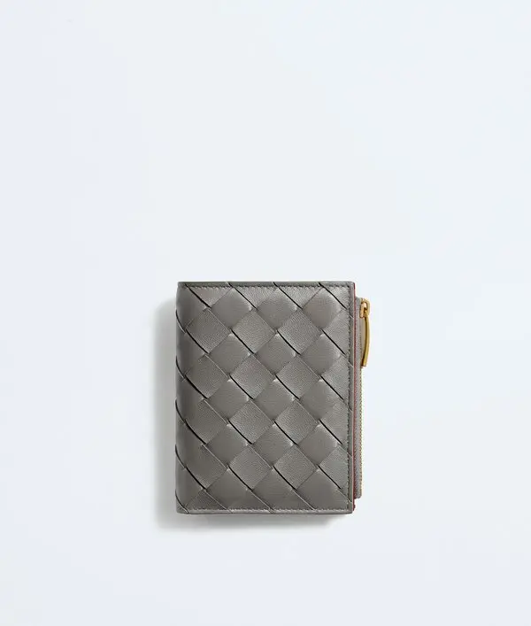 Bottega Veneta Intrecciato Small Bi-fold Wallet - Basalt/lava Red