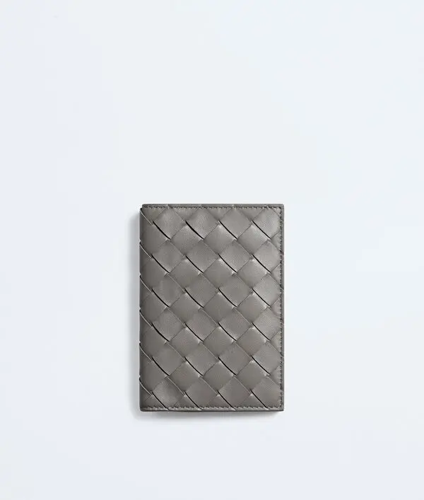 Bottega Veneta Intrecciato Passport Case - Basalt/lava Red