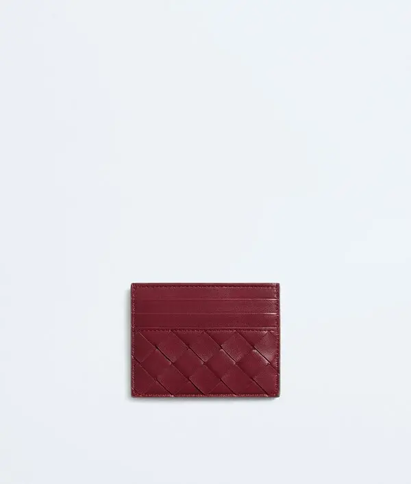 Bottega Veneta Intrecciato Credit Card Case - Basalt/lava Red