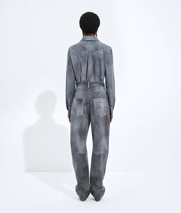 Bottega Veneta Cloudy Suede Wide Leg Pants - Cloudy Indigo