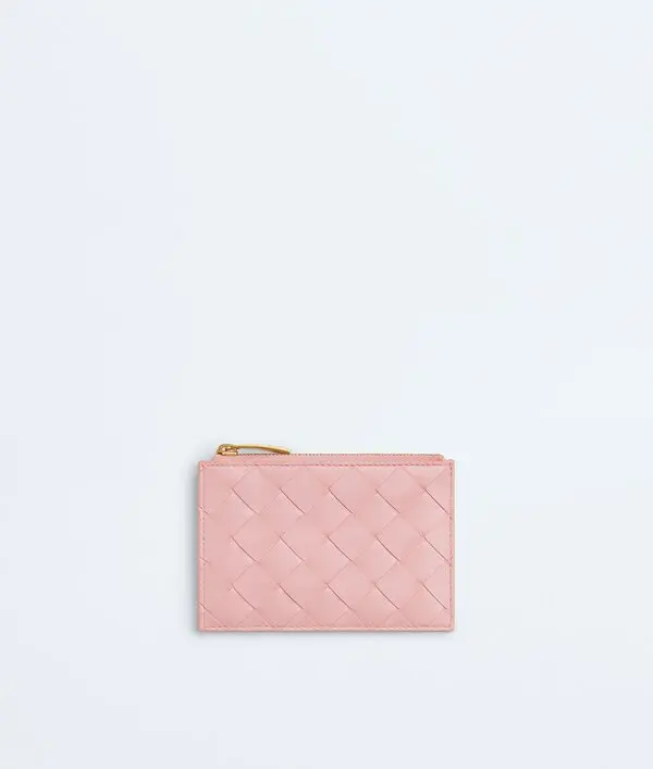 Bottega Veneta Intrecciato Zipped Card Case - Blush