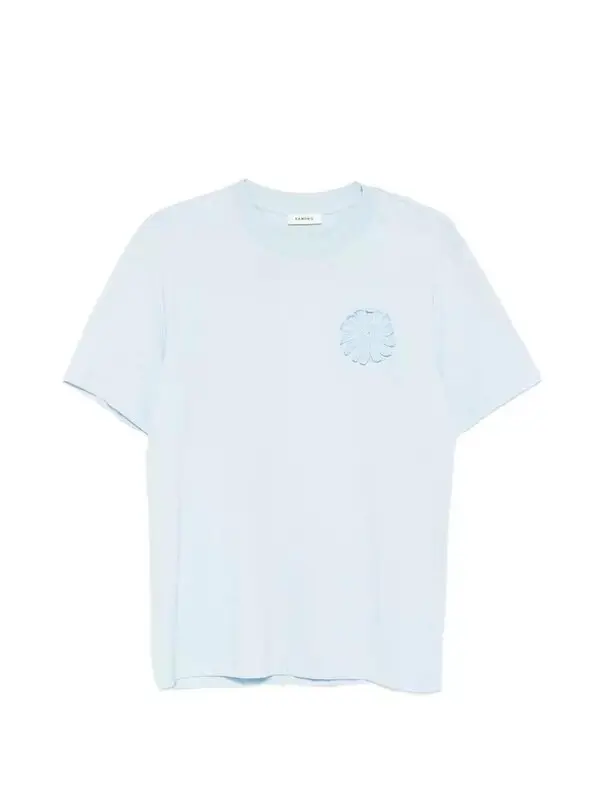 Sandro Cotton Crochet Flower T-shirt - Blue
