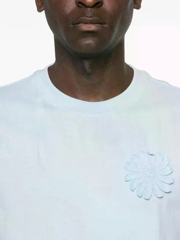 Sandro Cotton Crochet Flower T-shirt - Blue