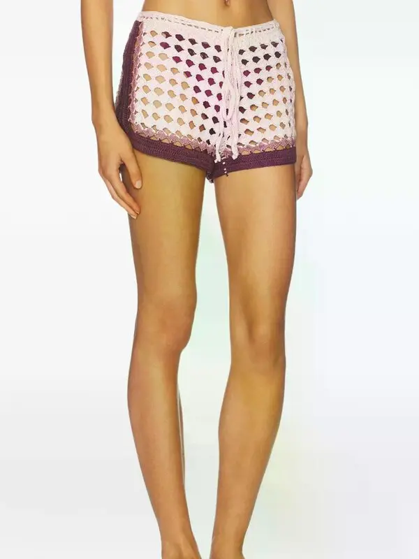 LESLIE AMON Crochet Drawstring Shorts