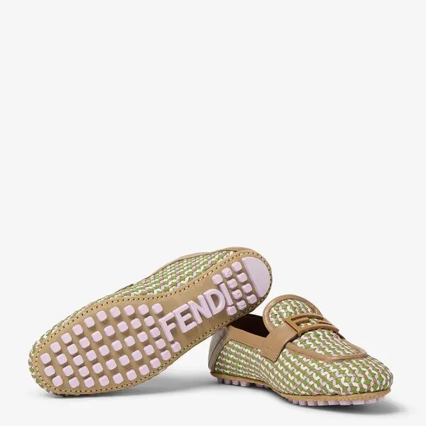 Fendi Ff Baguette Motif Braided Leather Loafers