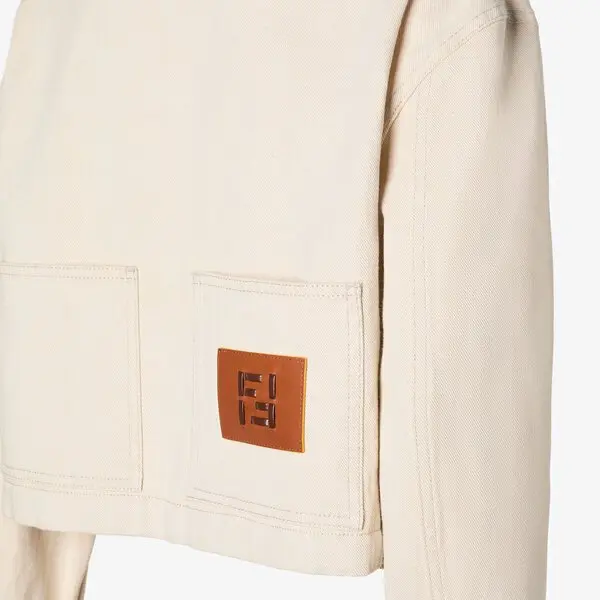 Fendi Denim Cropped Jacket - Beige