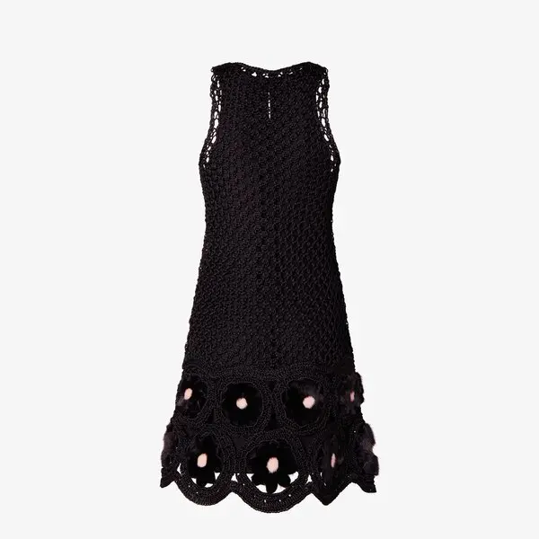 Fendi Macramé Knit Halterneck Mini Dress