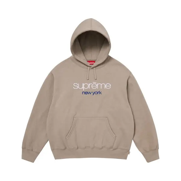 Supreme Classic Logo Hooded Sweatshirt - Tan