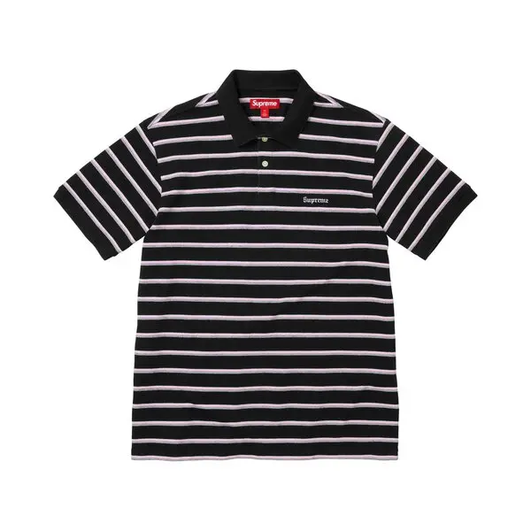 Supreme Washed Stripe Polo - Black