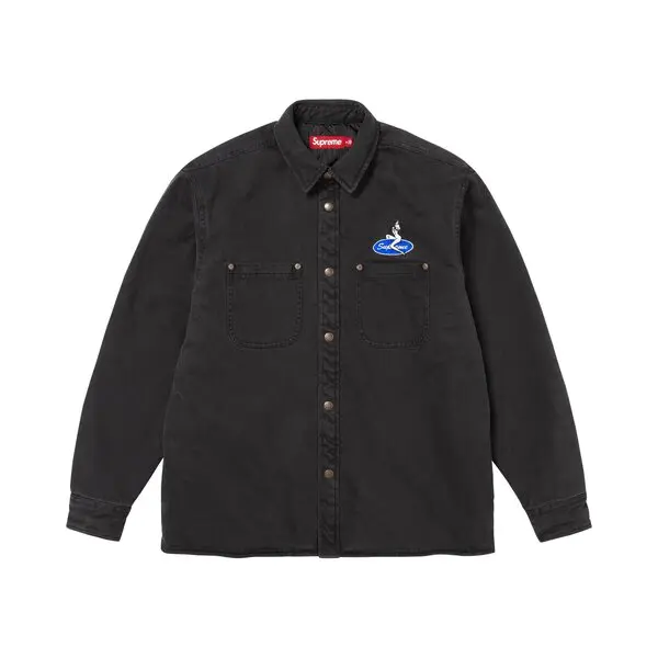 Supreme Quilted Lined Denim Snap Shirt - Black