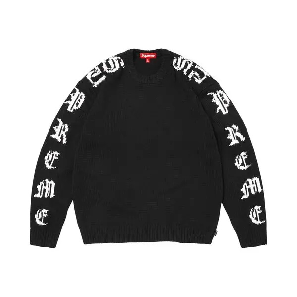 Supreme Old English Sleeves Sweater - Black