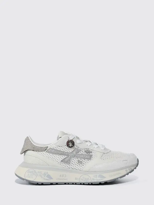 Premiata Lauryn Suede And Mesh Lace-up Sneakers - White