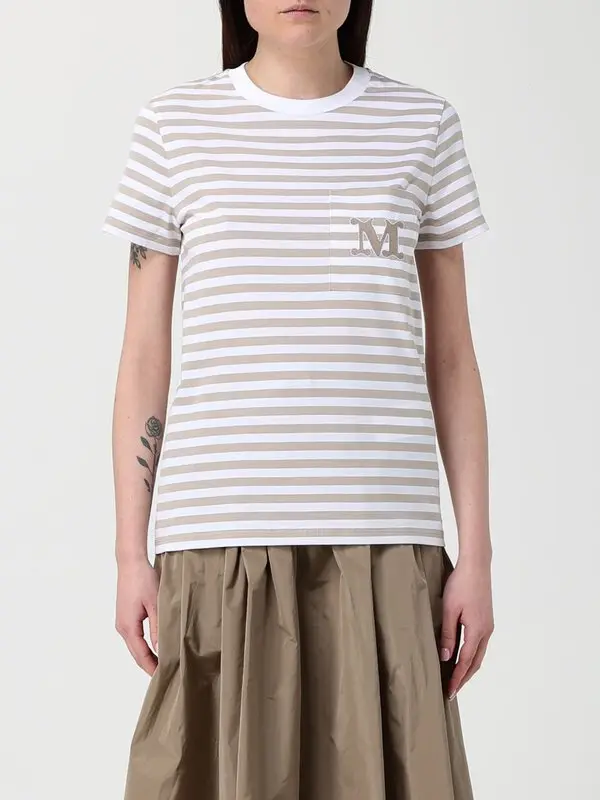 Max Mara Striped Cotton T-shirt - Beige