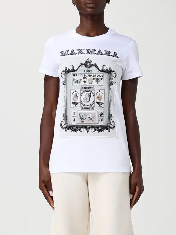 Max Mara Printed Cotton T-shirt - White 1