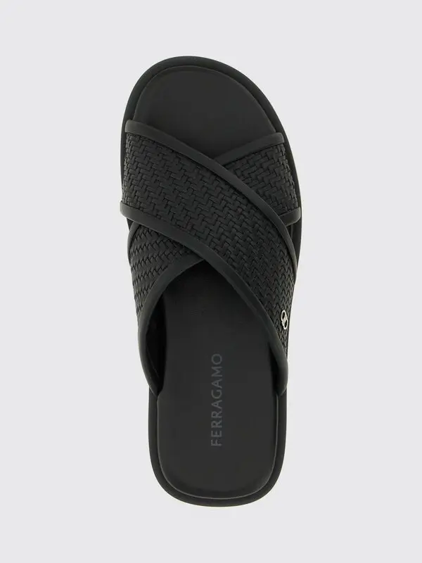 FERRAGAMO Braided Leather Slide Sandals