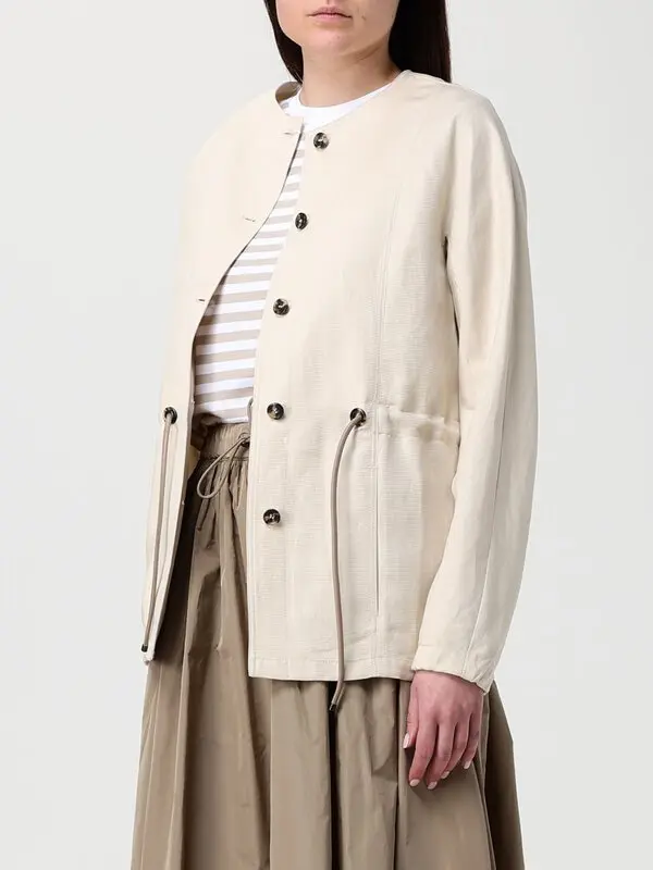 Max Mara Linen And Silk Jacket With Drawstring Waist - Beige
