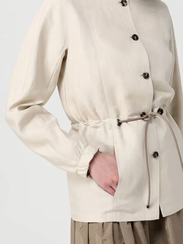 Max Mara Linen And Silk Jacket With Drawstring Waist - Beige