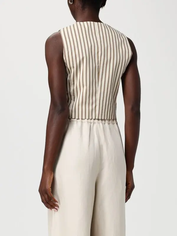 Max Mara Striped Cotton And Silk Tailored Vest - Beige