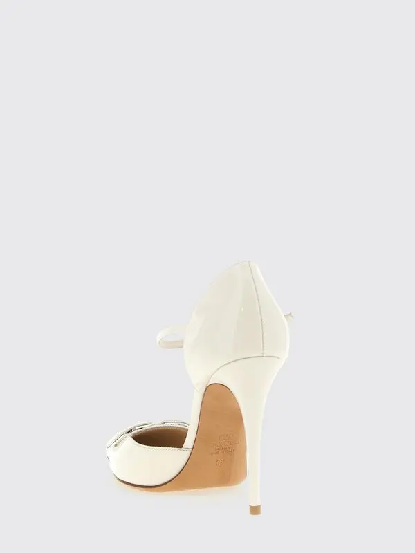 Valentino Garavani Vlogo Signature Leather Pumps With Ankle Strap - White