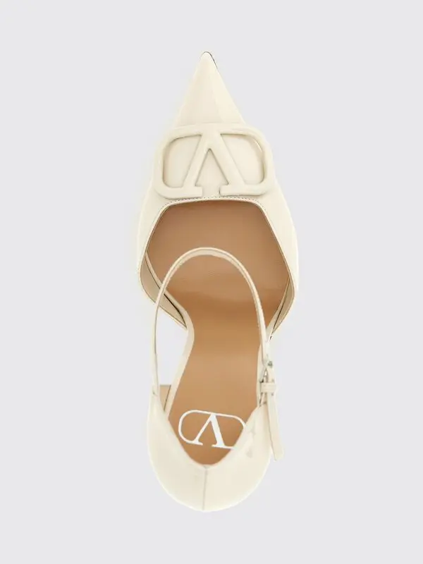 Valentino Garavani Vlogo Signature Leather Pumps With Ankle Strap - White