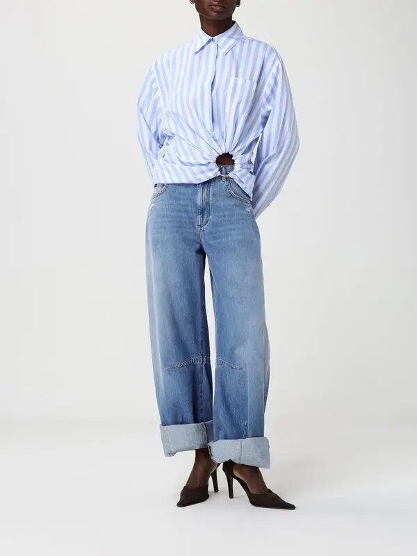 Max Mara Striped Silk Shirt With Cut-out Detail - Multicolor