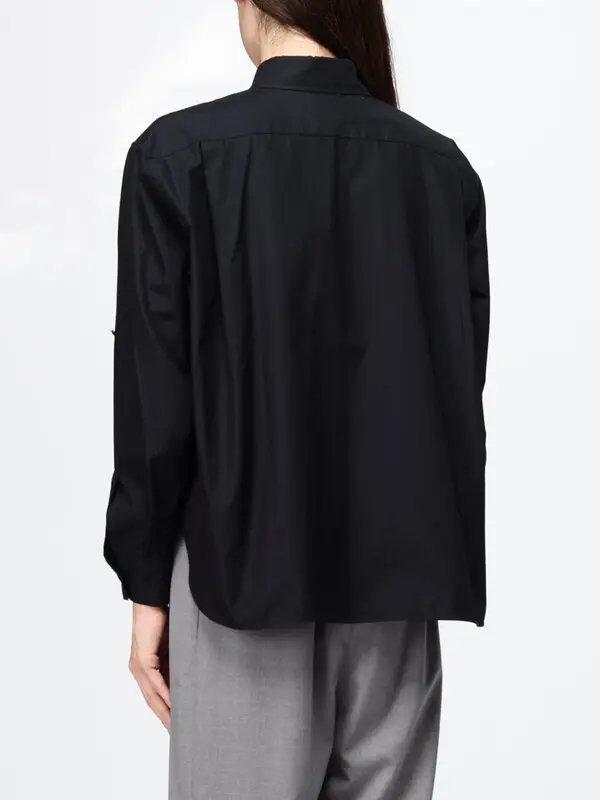 Max Mara Cotton Shirt With Dropped Shoulders And Patch Pockets - Black