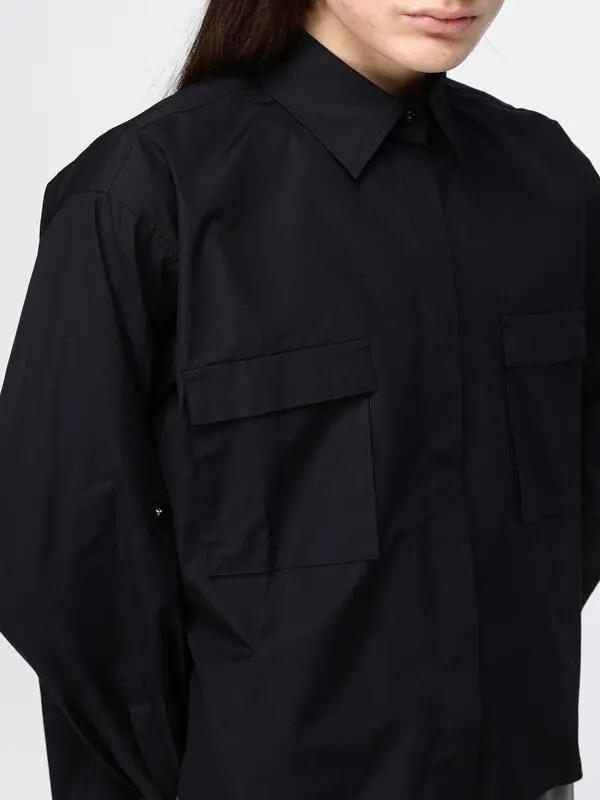 Max Mara Cotton Shirt With Dropped Shoulders And Patch Pockets - Black