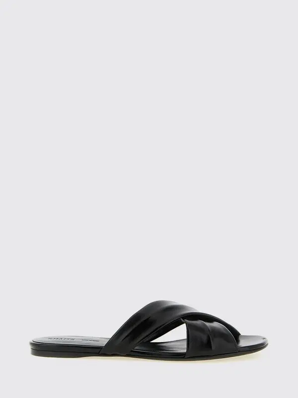 Khaite Liria Leather Slide Sandals - Black