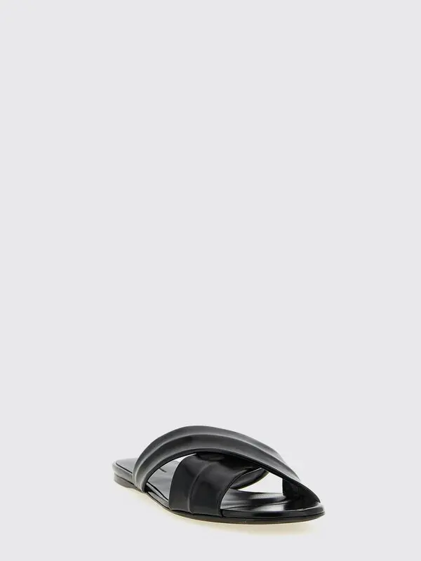 Khaite Liria Leather Slide Sandals - Black