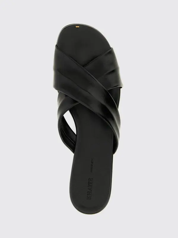 Khaite Liria Leather Slide Sandals - Black