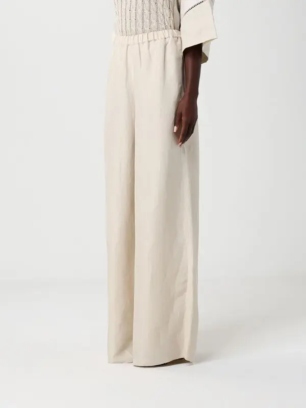 Max Mara Linen And Silk Palazzo Trousers - Beige