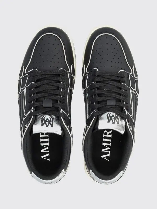 Amiri Leather Sneakers With Bone Detailing - Black