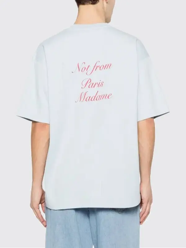 Drole De Monsieur Cotton Casual T-shirt With Slogan - Blue