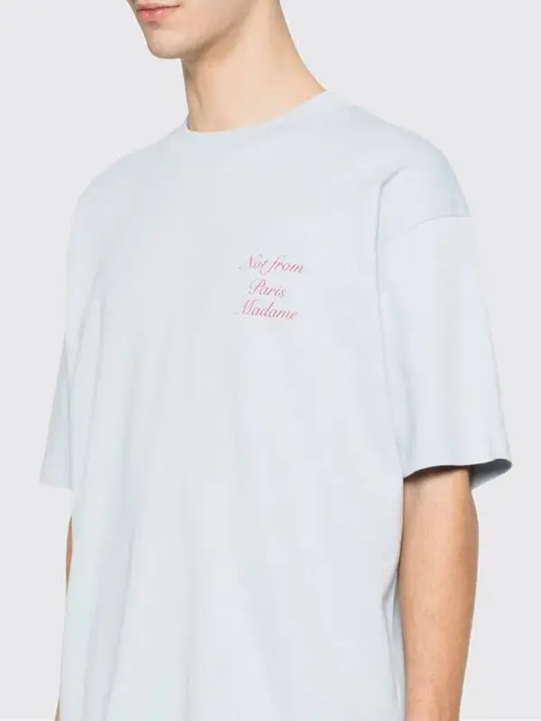 Drole De Monsieur Cotton Casual T-shirt With Slogan - Blue