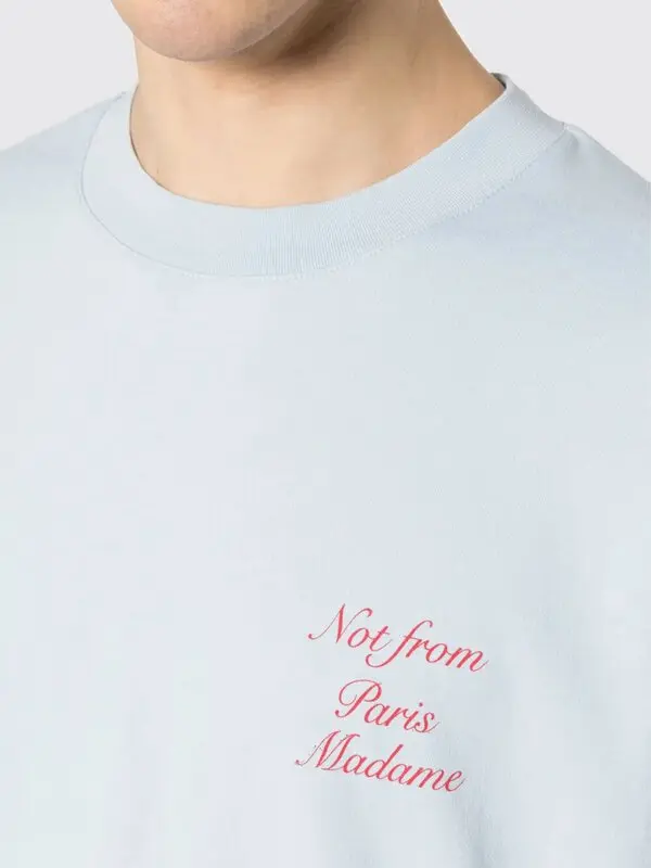 Drole De Monsieur Cotton Casual T-shirt With Slogan - Blue