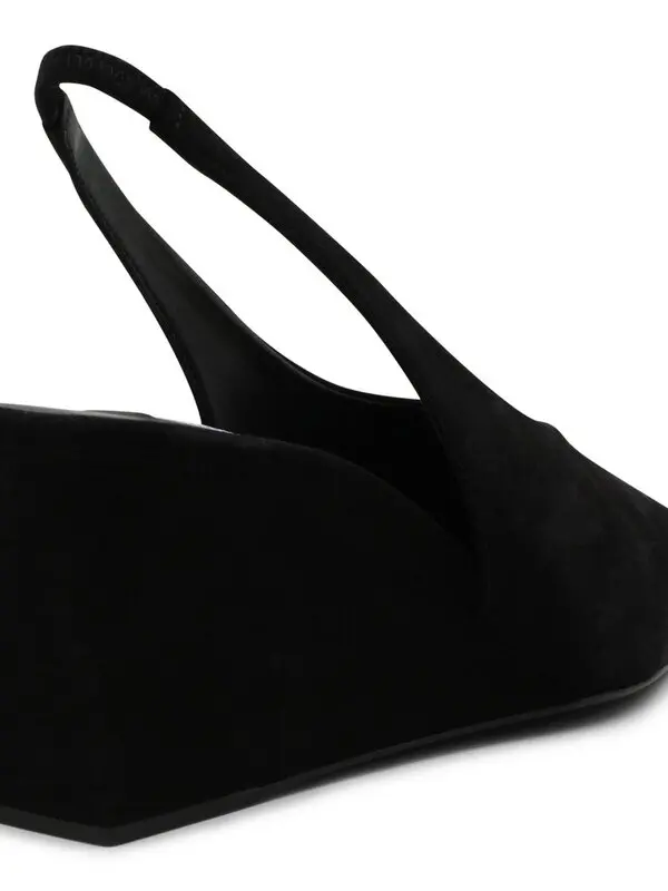 Alaïa Cube" Suede Wedge Slingbacks - Black