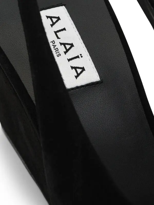 Alaïa Cube" Suede Wedge Slingbacks - Black