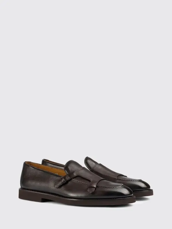 DOUCAL'S Brown Leather Monk Strap Loafers - Dark