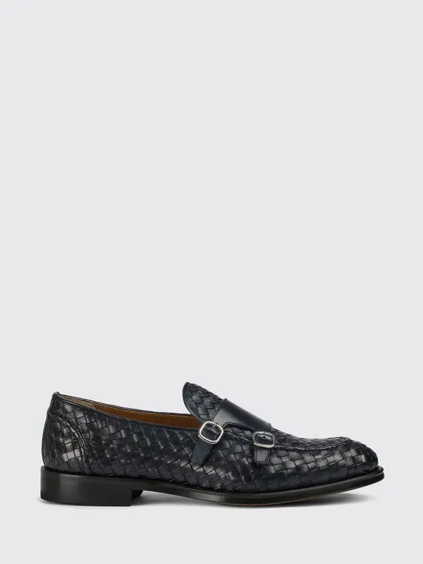 DOUCAL'S Braided Leather Double Monk Strap Shoes - Blue