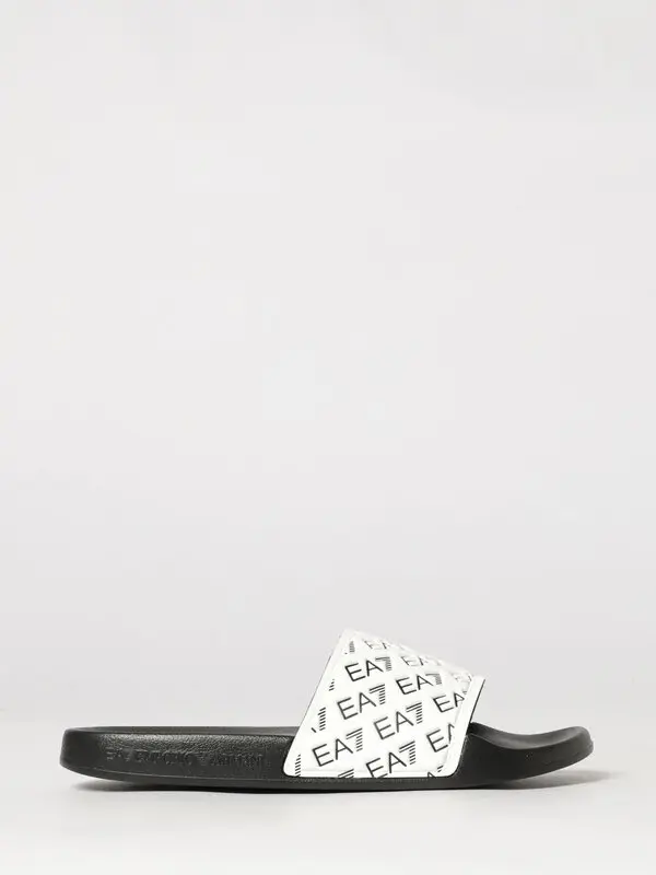 EA7 Slides With Logo Detailing - White