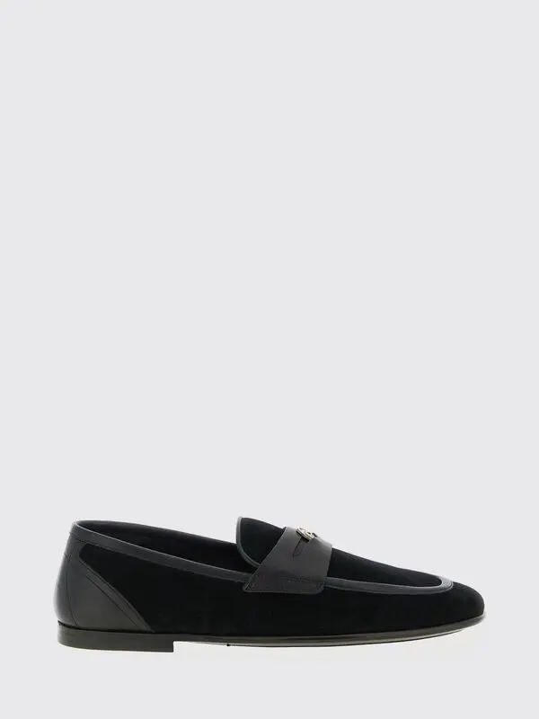 Dolce & Gabbana Suede And Calfskin Loafers With Dg Monogram - Black
