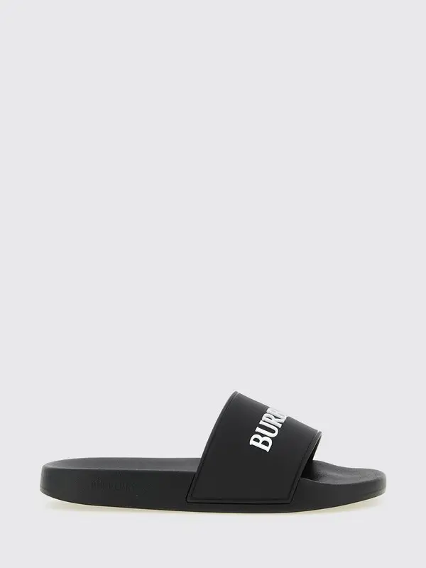Burberry Rubber Sliders With Printed Logo - Black